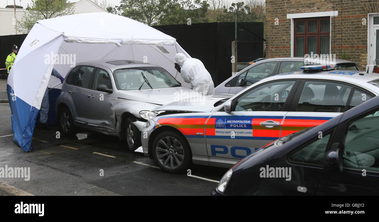 A general view of the scene in Dagenham, east London, where a policeman ...