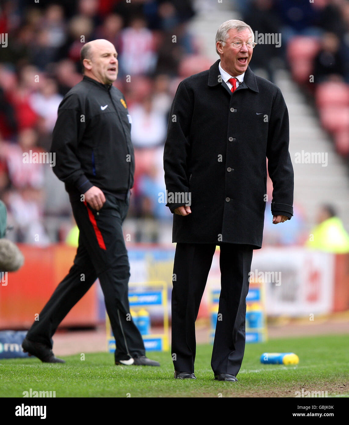 Manchester united manager alex ferguson on the touchline hi-res stock ...