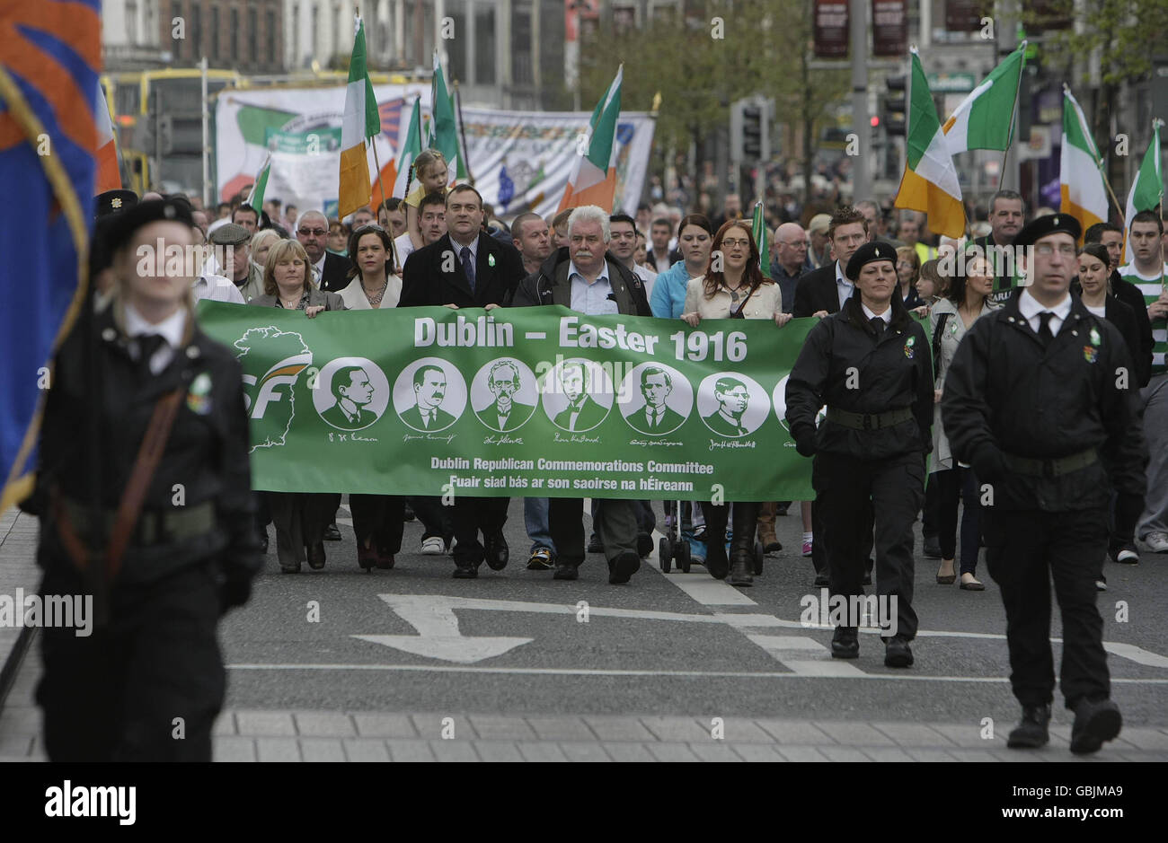 Sinn Fein members during a commemoration to mark the 93rd anniversary ...