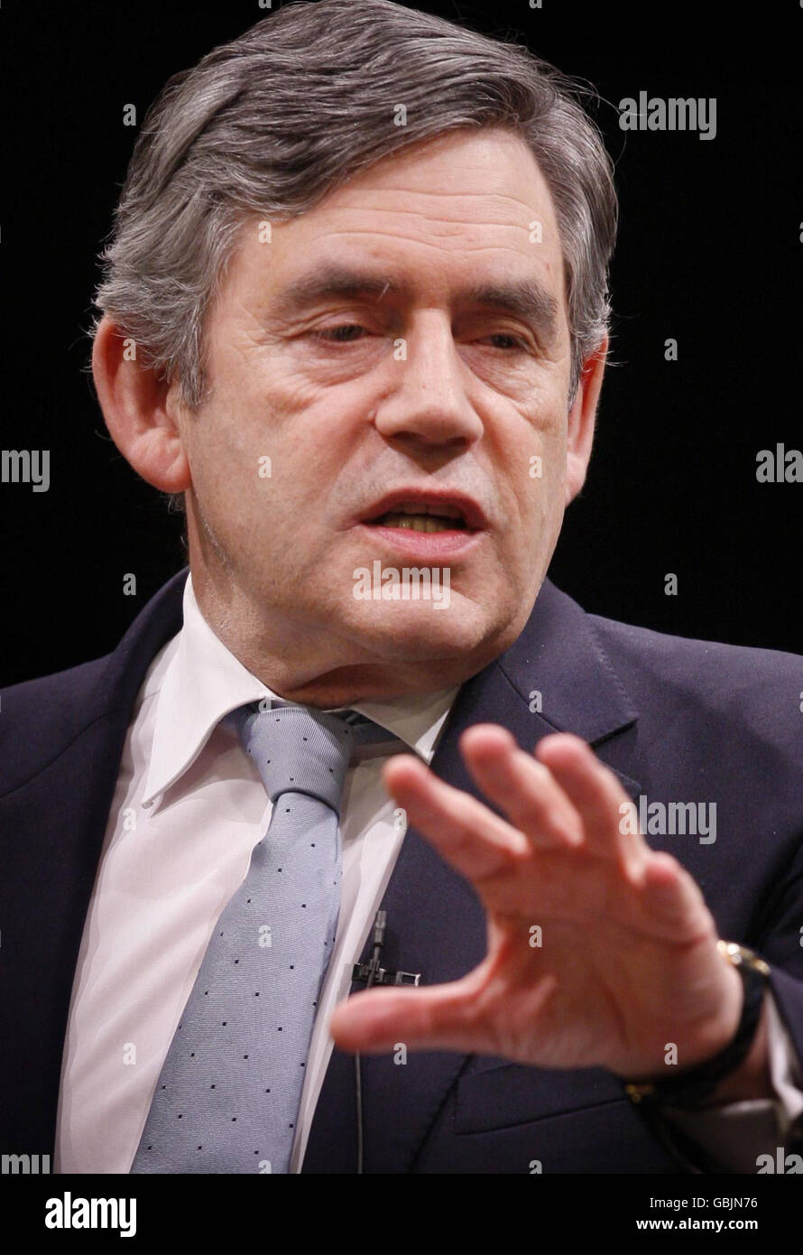Prime Minister Gordon Brown speaks to members of the public at the SECC ...