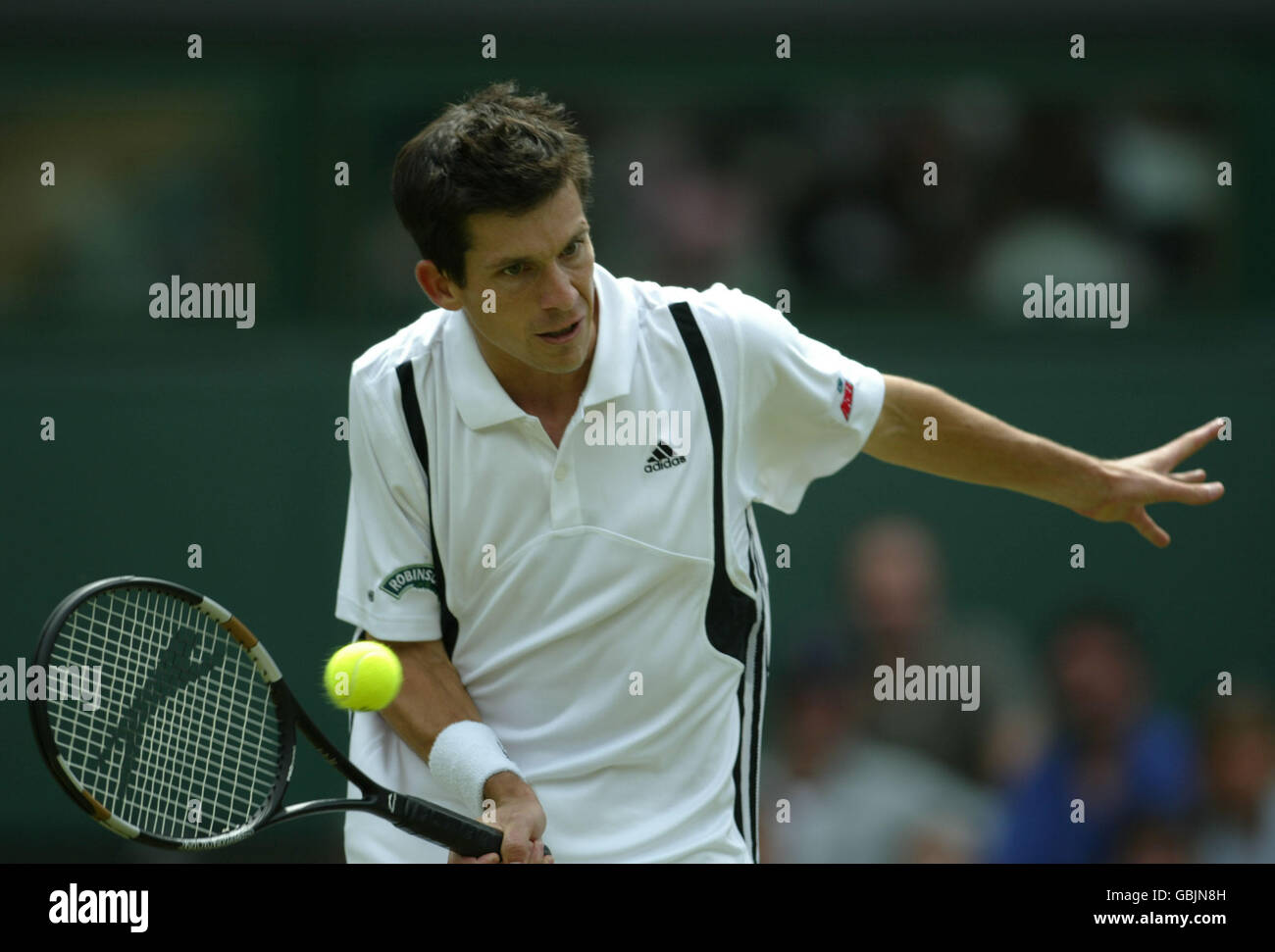 Tennis - Wimbledon 2004 - Third Round - Tim Henman v Hicham Arazi Stock ...