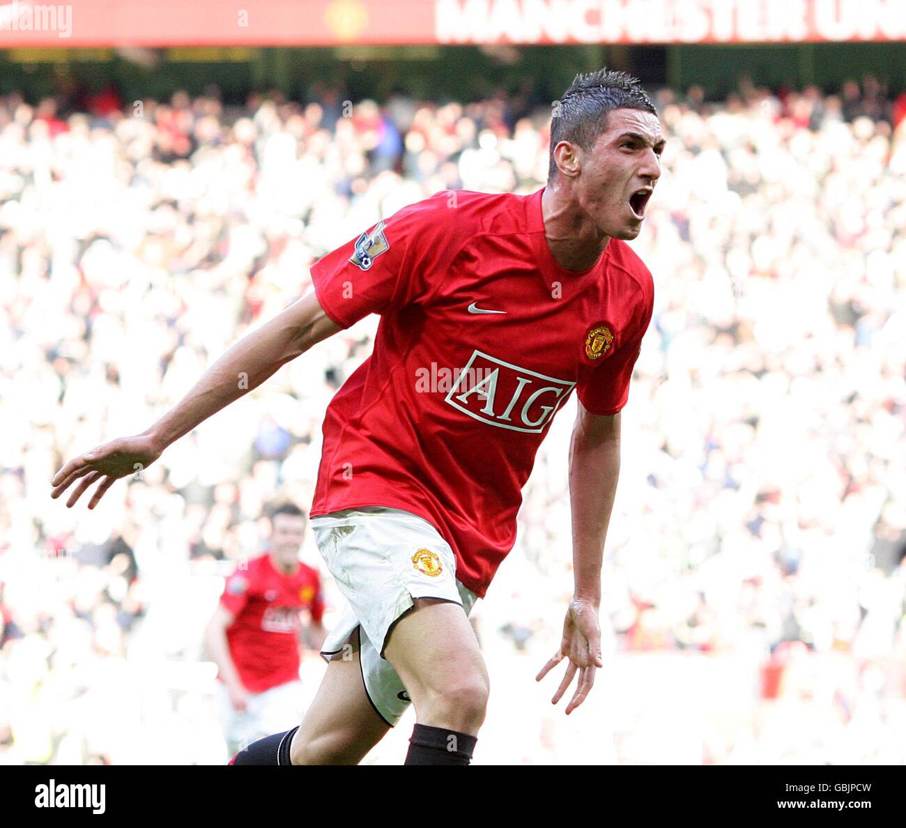 Manchester United's Federico Macheda celebrates scoring his sides third ...