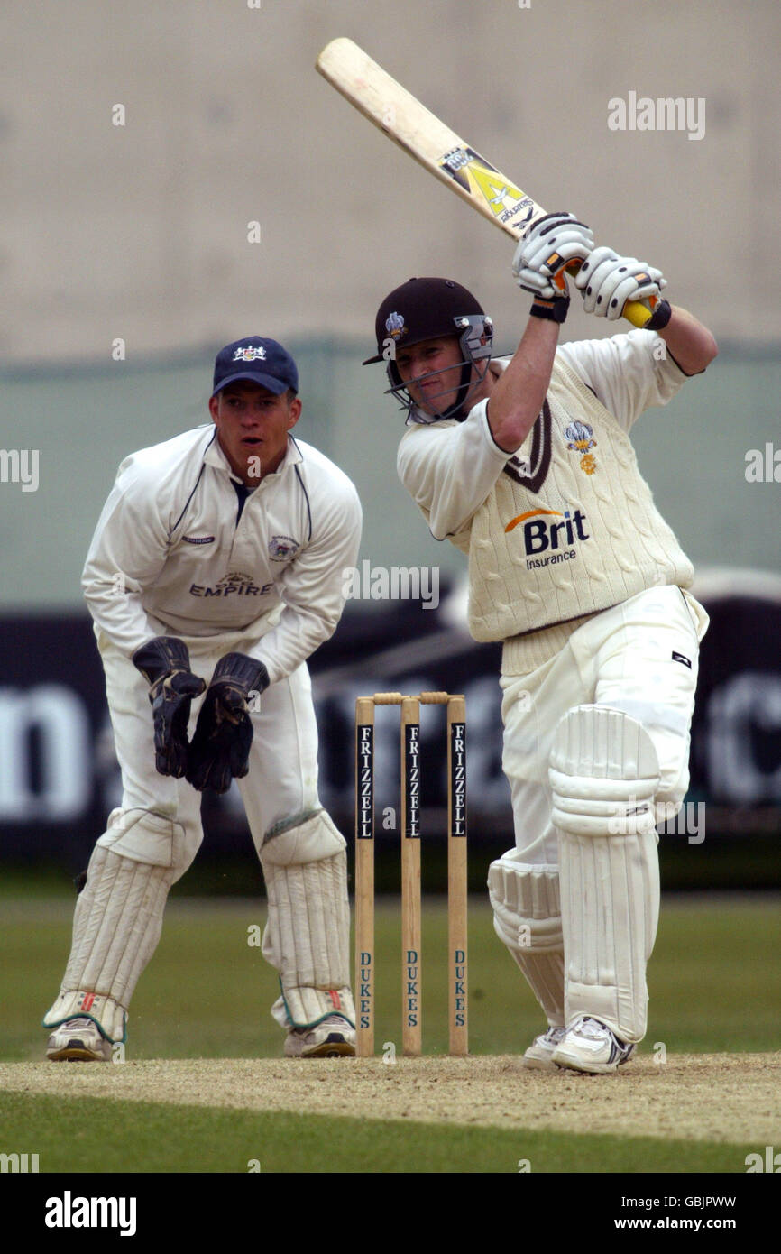 Surrey's Ali Brown hits another boundary against Gloucestershire Stock ...