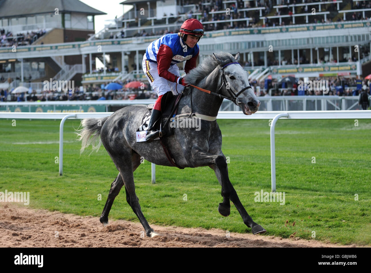Jockey Robert Thornton on Walkon goes to post in the Matalan ...