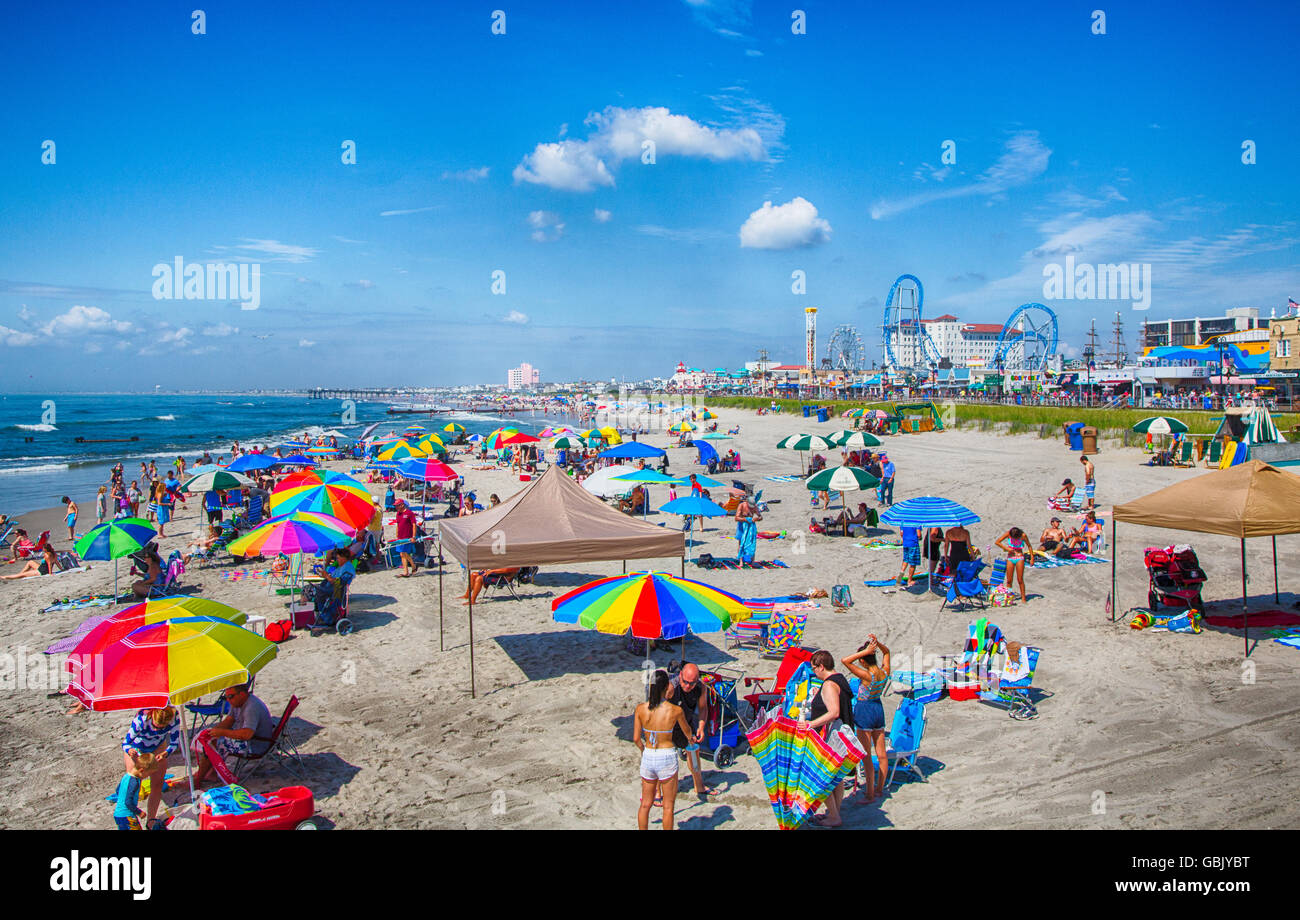 Ocean City, NJ - July, 6, 2016 -vacationers enjoy the sun and sand on ...