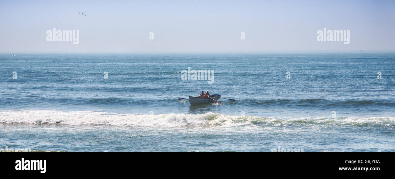 Ocean City, NJ - July, 6, 2016: -Lifeguards on duty in a boat on the ...