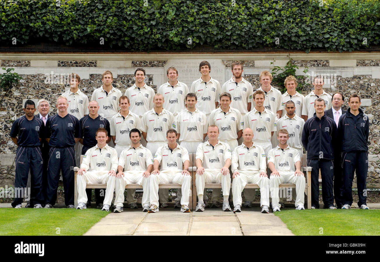 Middlesex's (front row from left) Eoin Morgan, Ben Scott, Andrew ...
