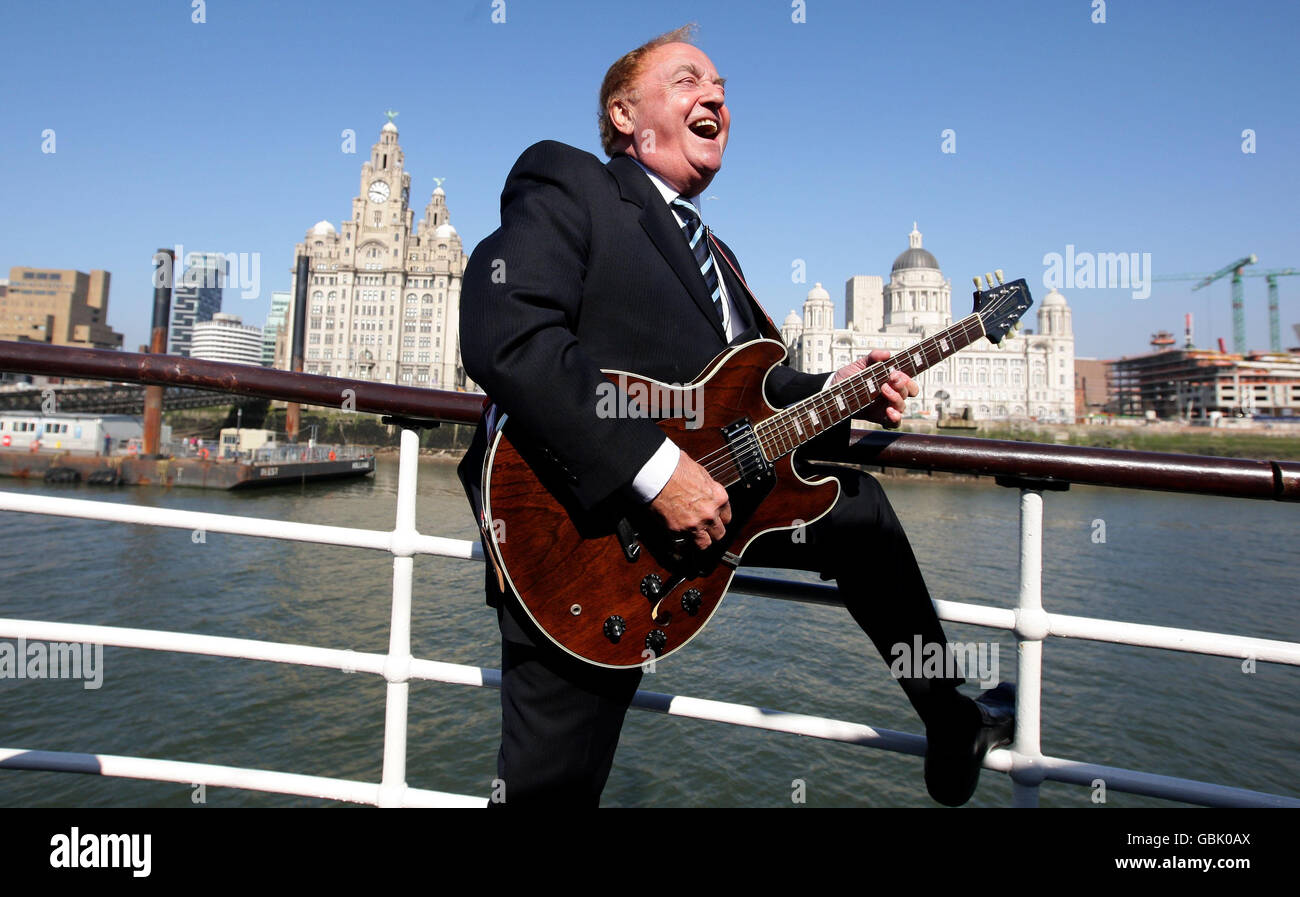 Liverpool singer Gerry Marsden on board the Mersey ferry which he made ...