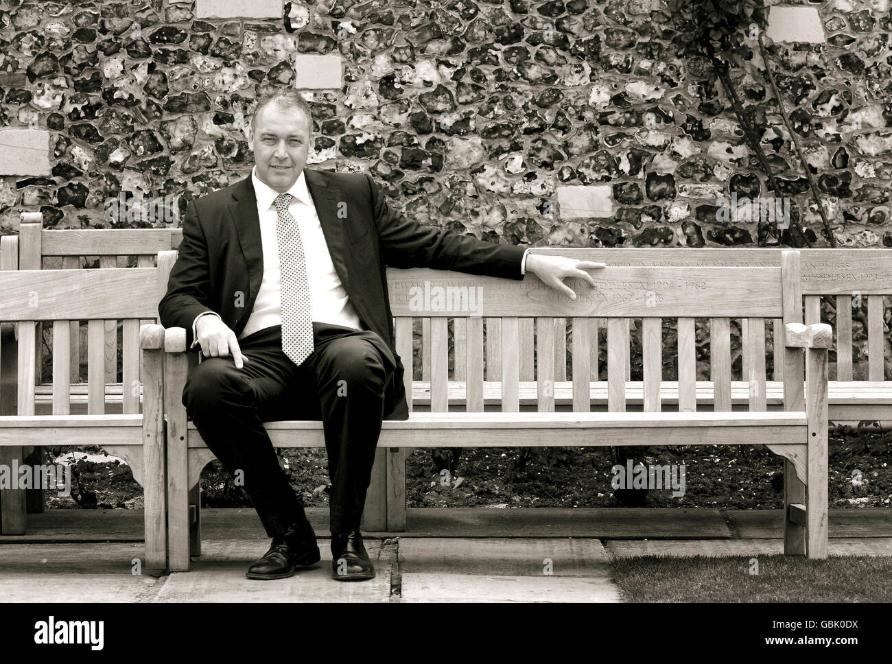 Cricket middlesex full length seated sitting hi-res stock photography ...