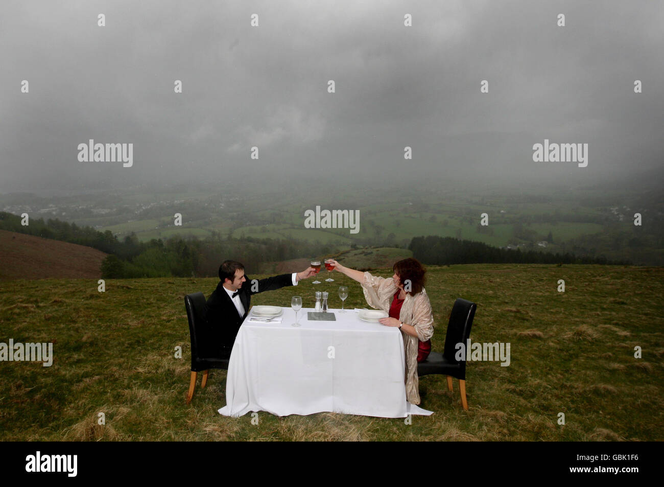 Dan Hartley and Dawn Titley enjoy a meal at the summit of Latrigg Fell ...