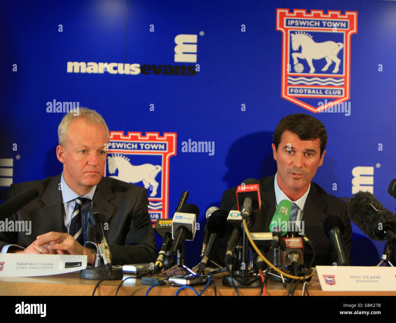 Chief Executive Simon Clegg and Manager Roy Keane during the Press ...