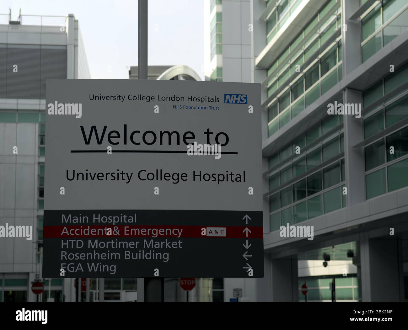 University College Hospital - stock. University College Hospital sign ...