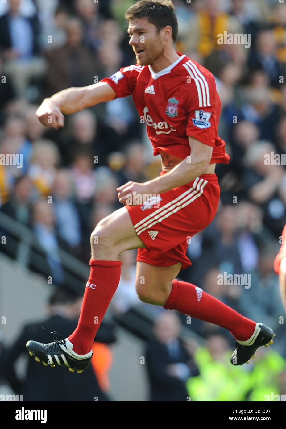 Liverpool's Xabi Alonso celebrates scoring the opening goal Stock Photo ...