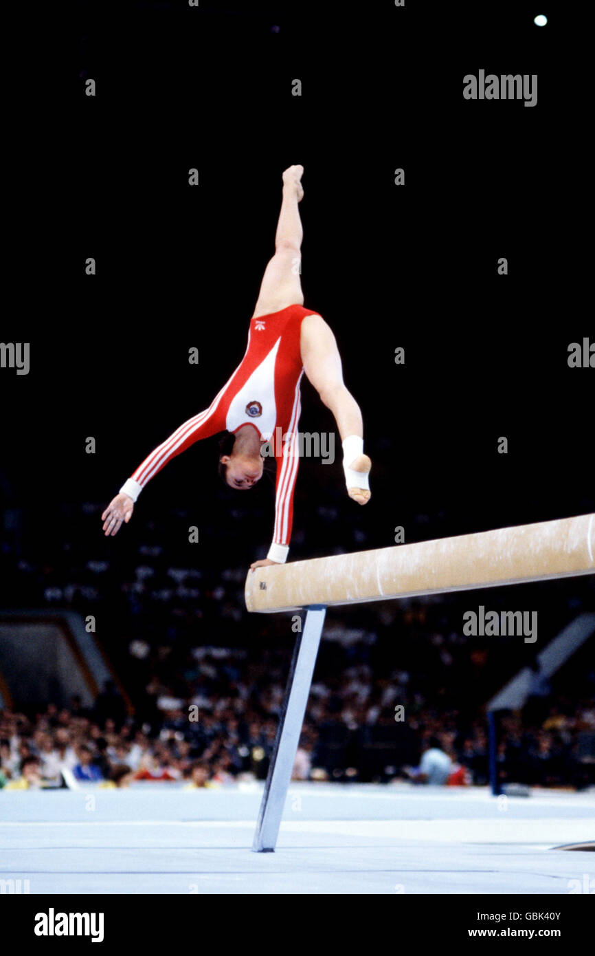 Ussrs natalya shaposhnikova in action on the beam hi-res stock ...