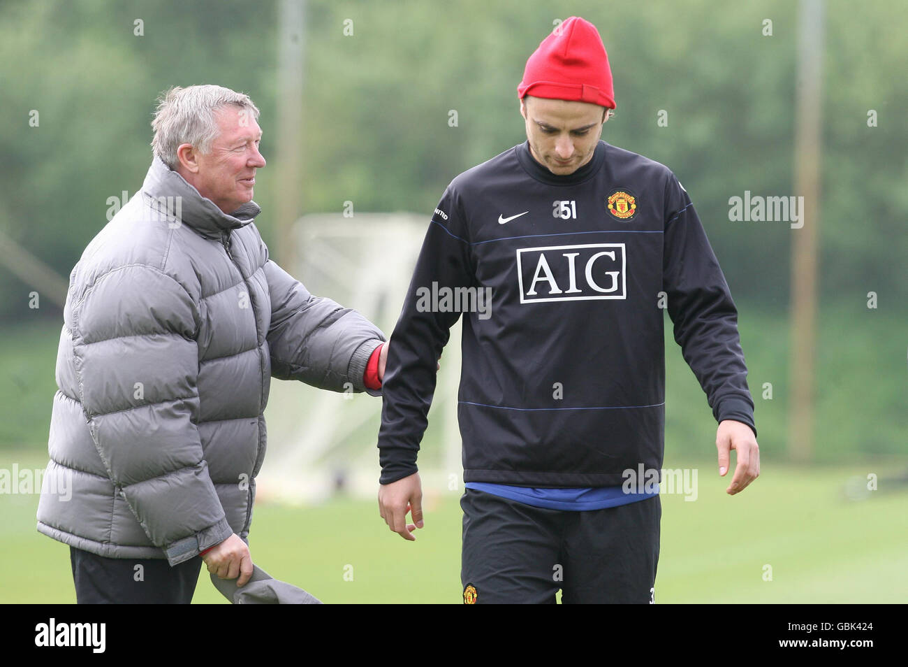 Sir alex ferguson during training session at carrington training ground ...