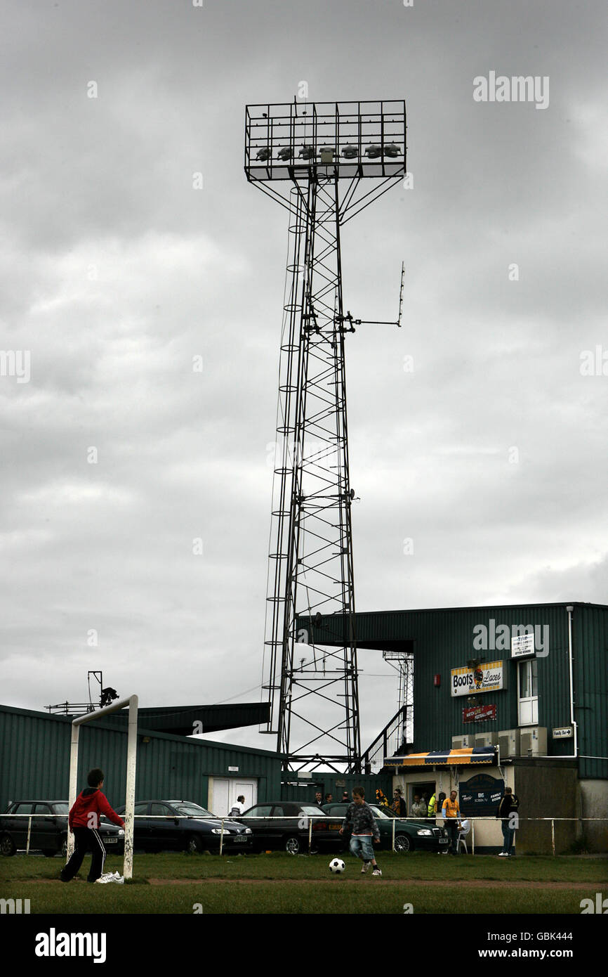 A general view of the Plainmoor Ground, home of Torquay United Stock ...