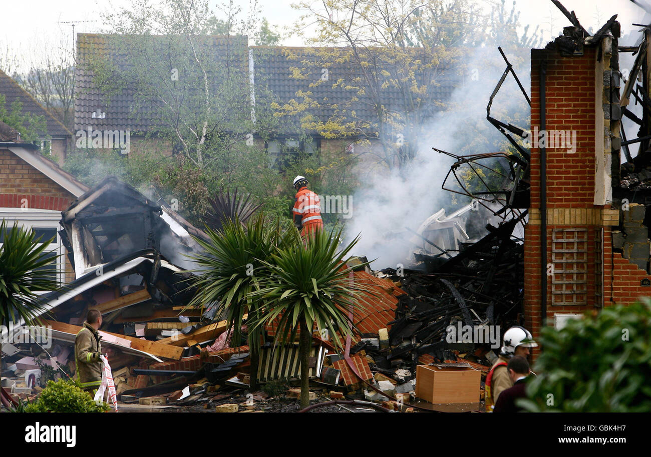 A general view of the scene in Sittingbourne, Kent, after an explosion ...