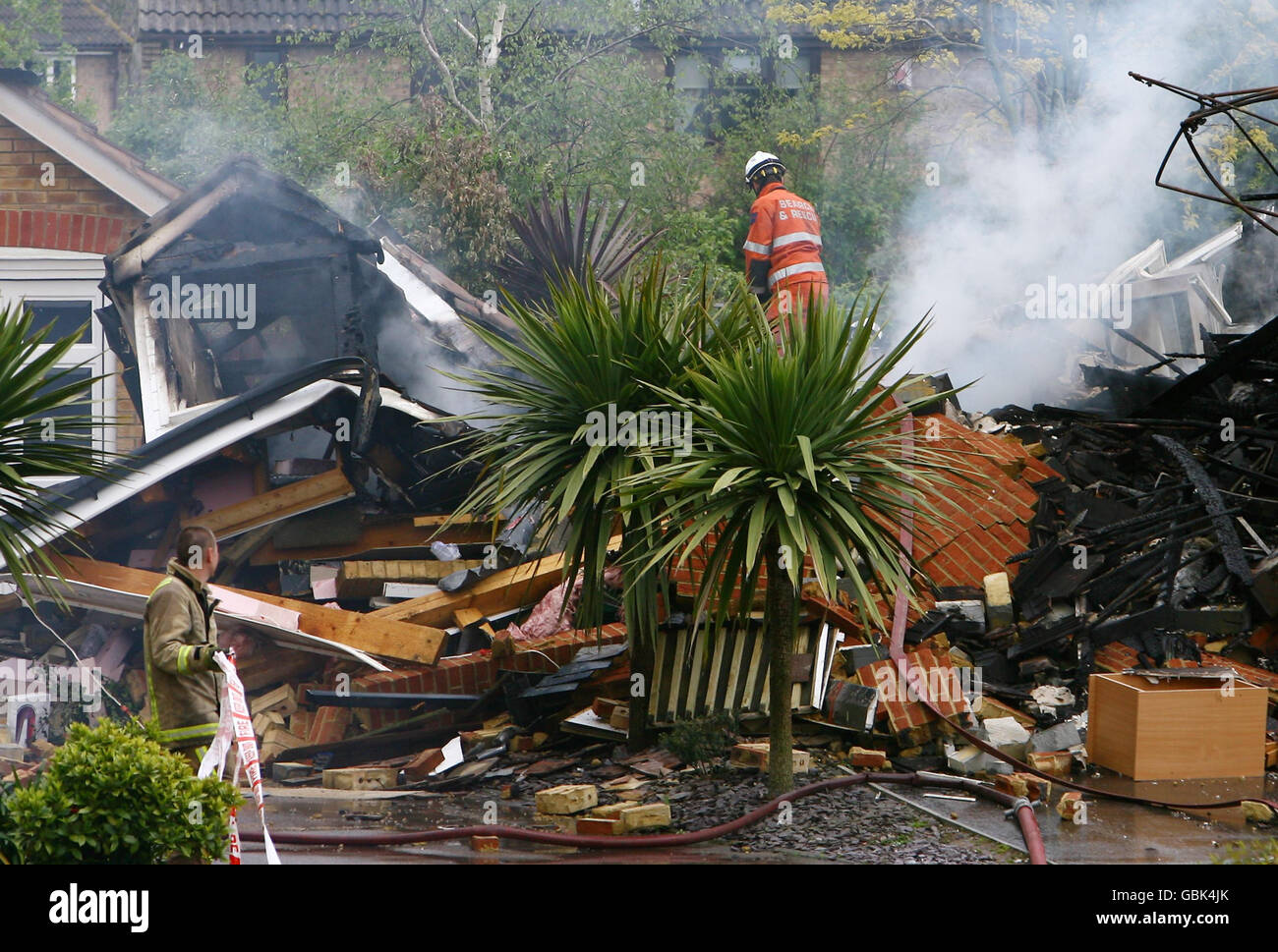 A general view of the scene in Sittingbourne, Kent, after an explosion ...