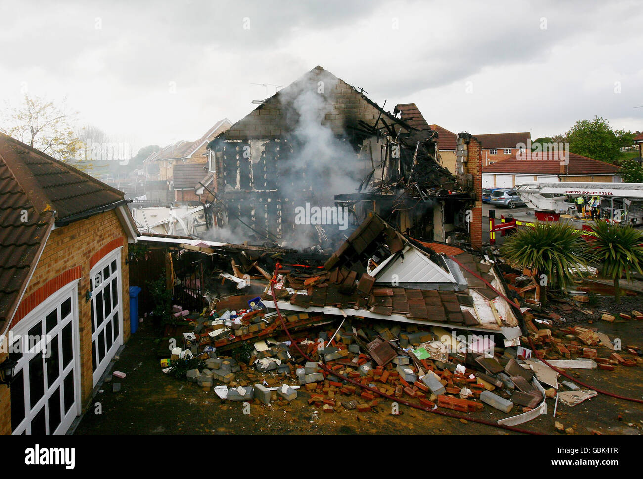 A general view of the scene in Sittingbourne, Kent, after an explosion ...