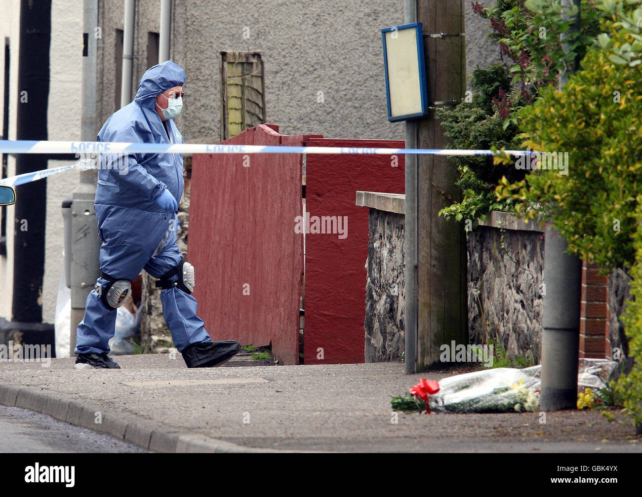 Forensic experts at the scene of a shooting in Templepatrick, Co Antrim ...