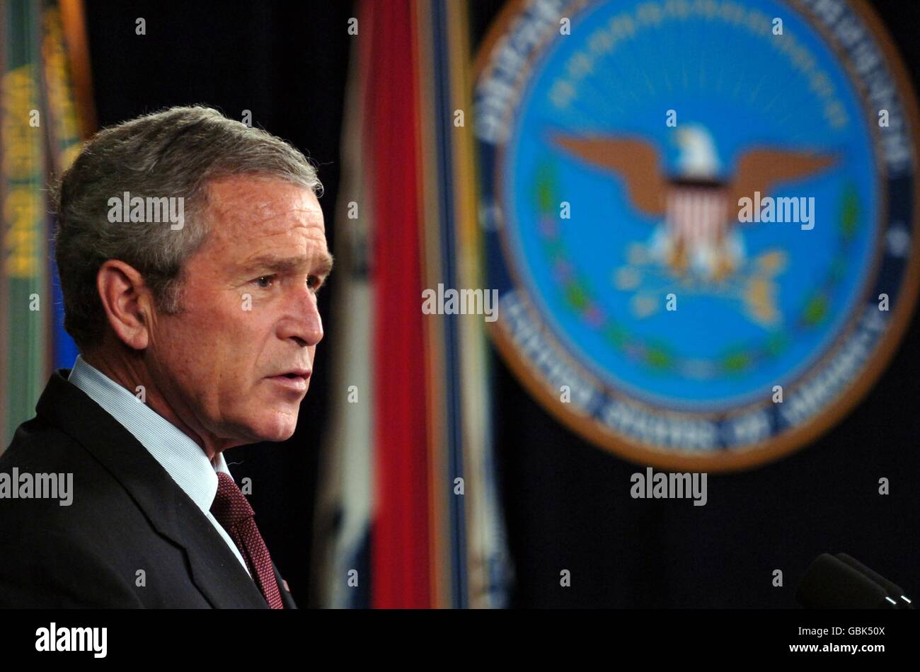 U.S. President George W. Bush during a press conference following a ...