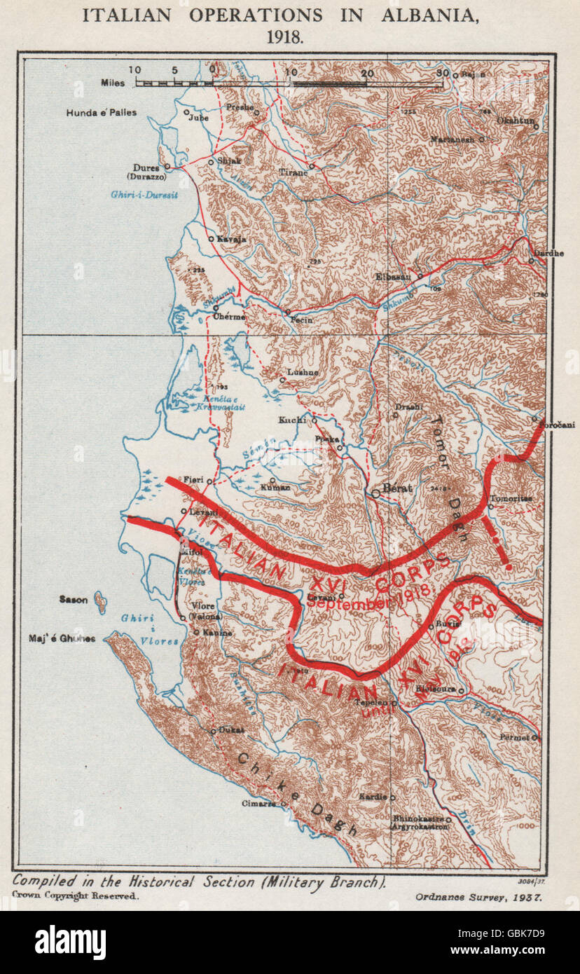 FIRST WORLD WAR: Italian XVI Corps operations in Albania, 1918, 1937 ...