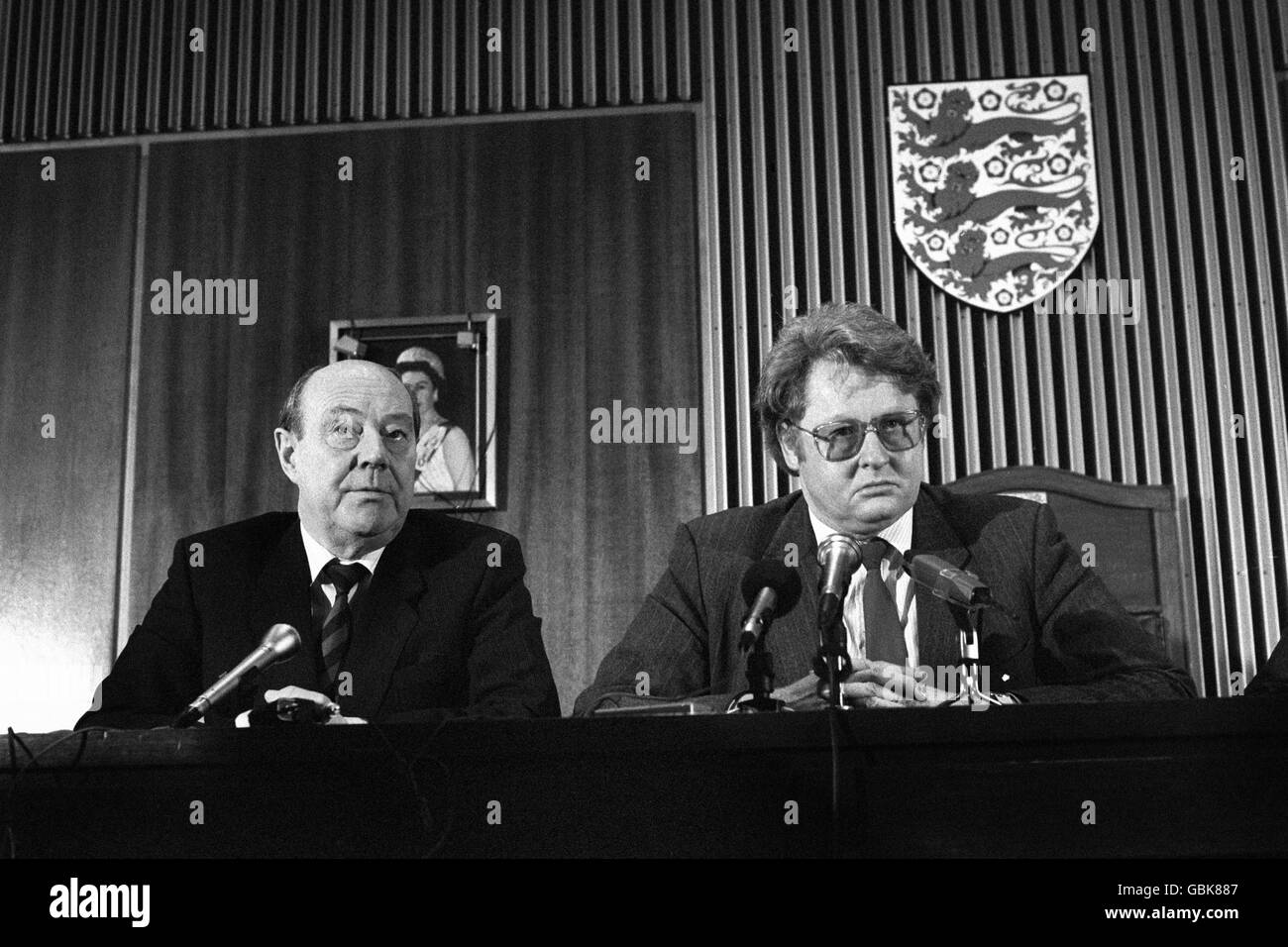 Football Association chairman, Bert Millichip. left, and chief ...
