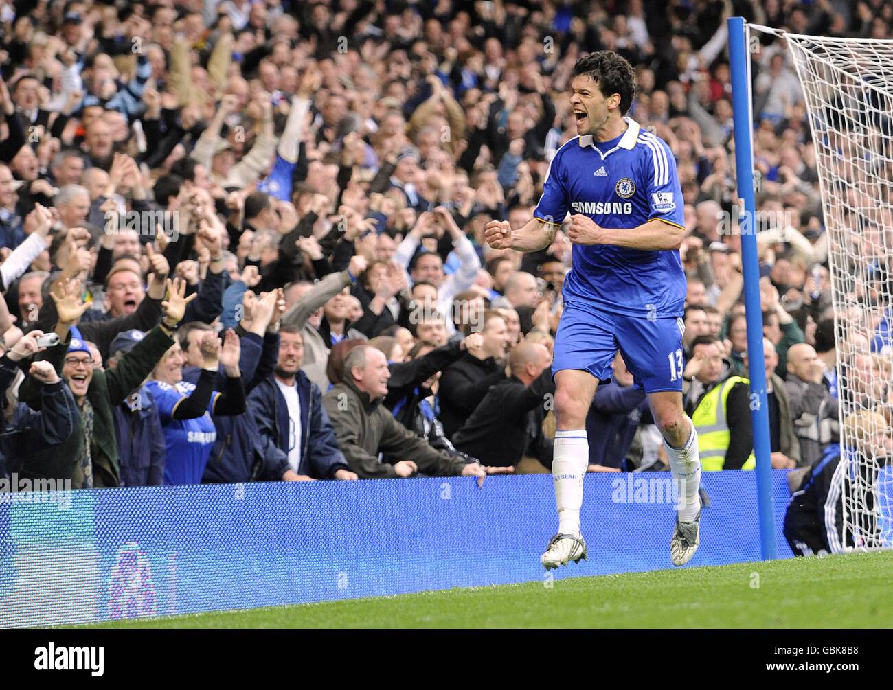 Chelsea's Michael Ballack celebrates scoring the opening goal Stock ...