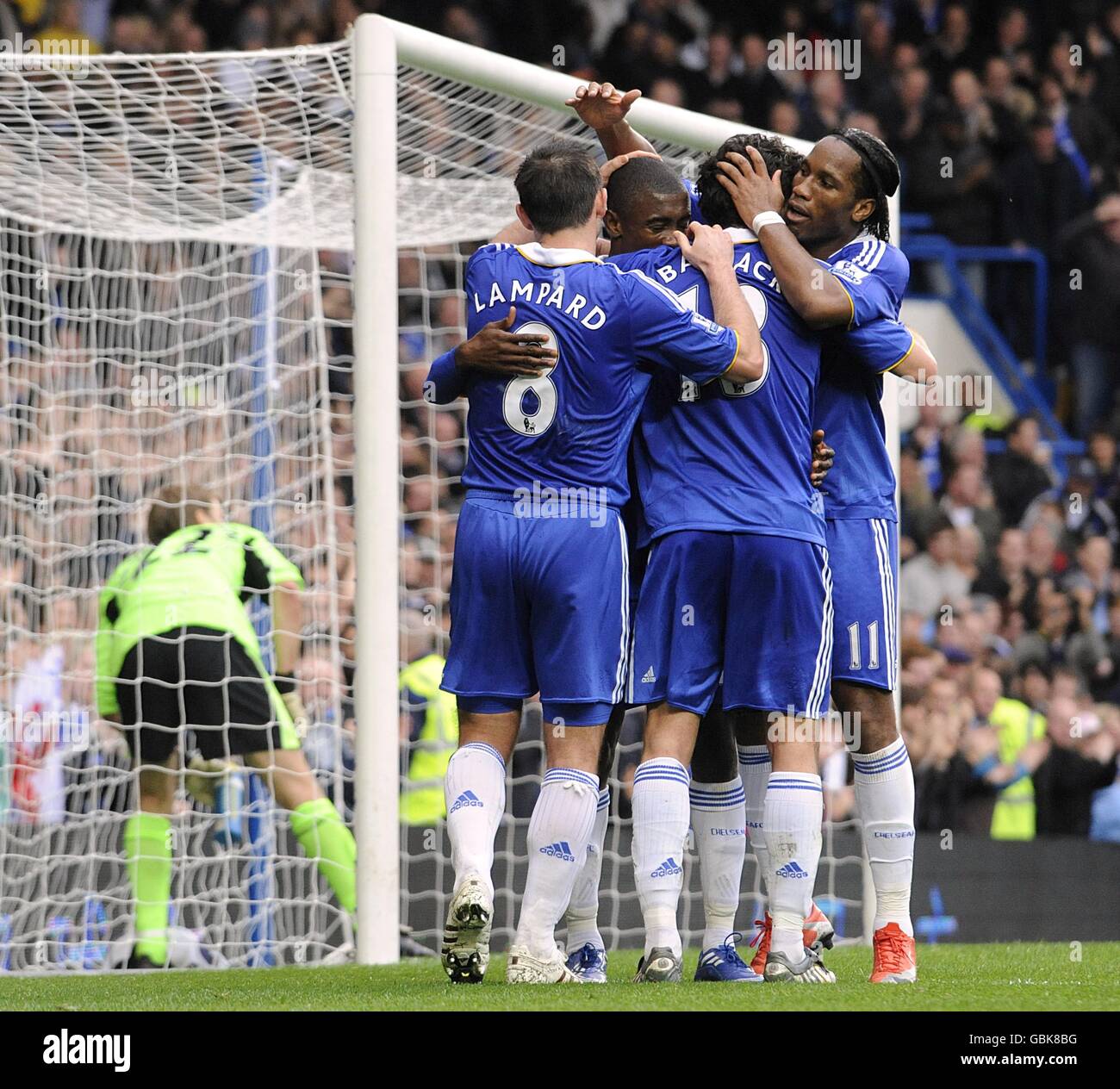 Chelsea's Michael Ballack (second right) celebrates scoring the opening ...
