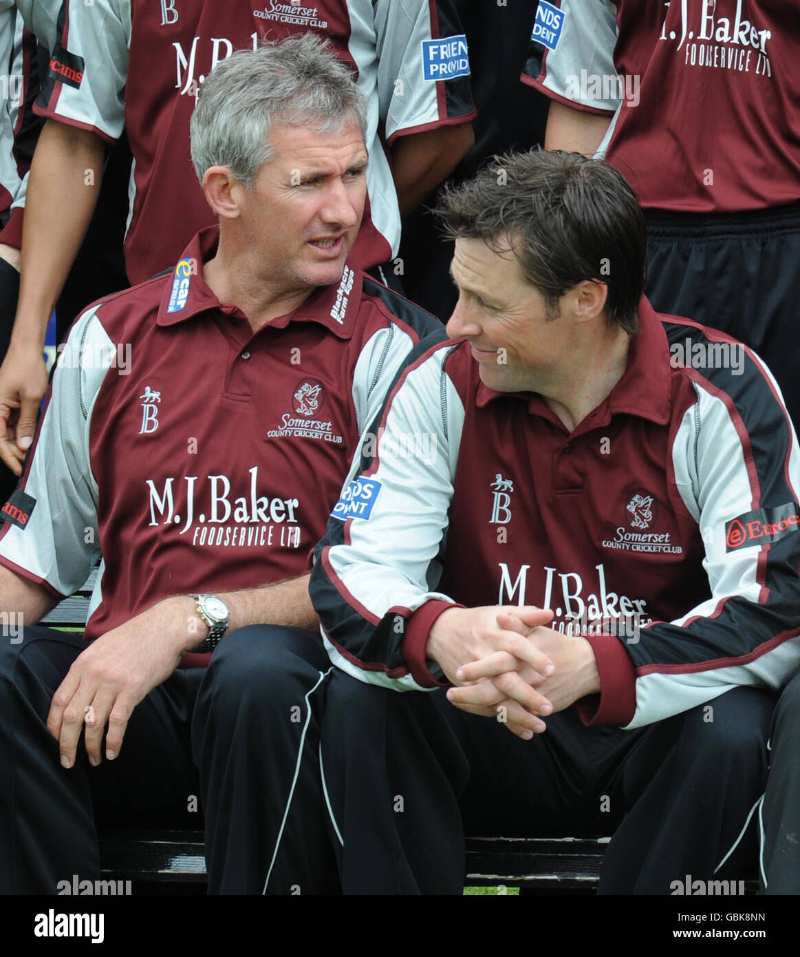 Somerset's Andrew Caddick (left) and vice-captain Marcus Trescothick ...