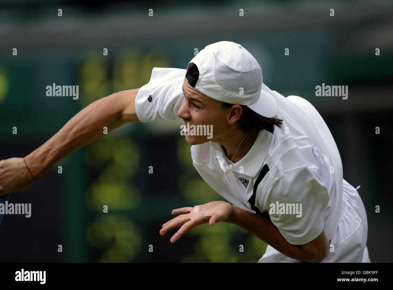 Guillermo coria serves to win his game against wesley moodie hi-res ...