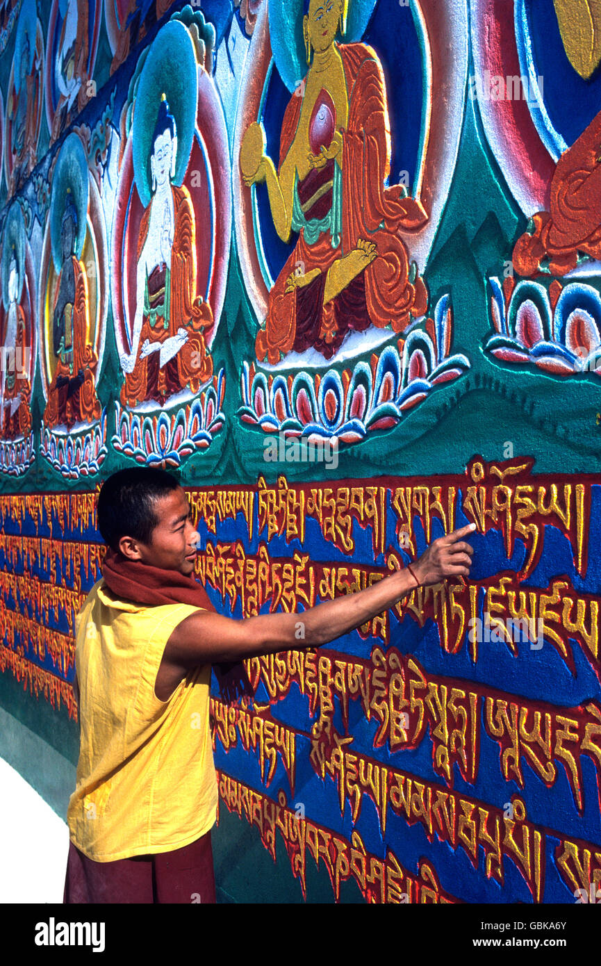 Young monk, chanting, Phodang Gompa, Sikkim, India, Asia Stock Photo ...