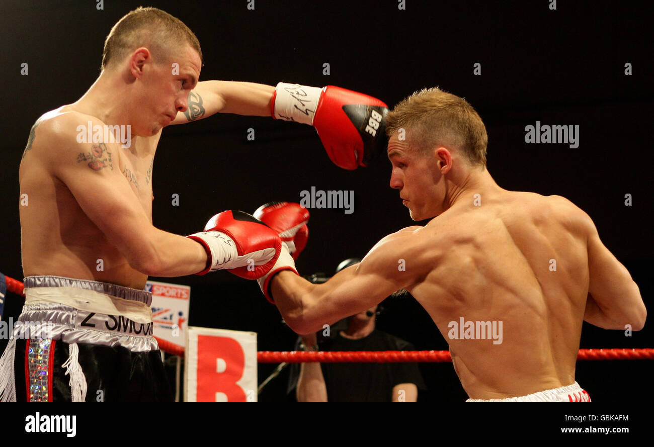 Jason Booth (left) in action against Mark Moran (right) during the ...