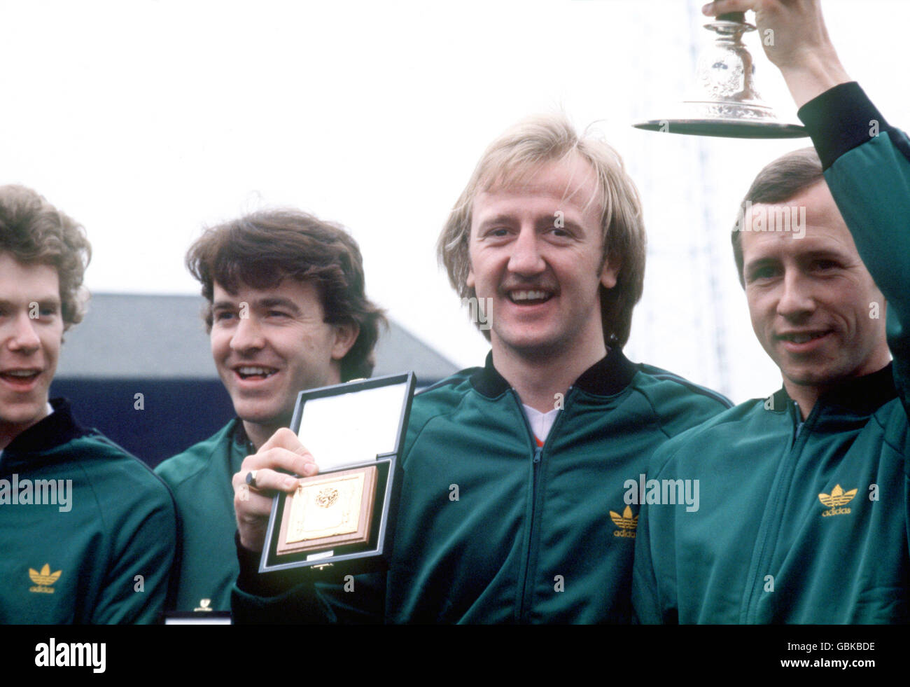 (L-R) Nottingham Forest's Tony Woodcock, John Robertson, Kenny Burns ...