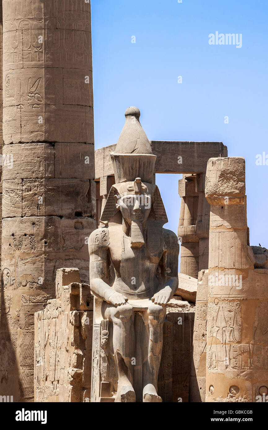 Pharaoh Statue in front of Karnak Temple, Karnak, Luxor, Egypt Stock ...