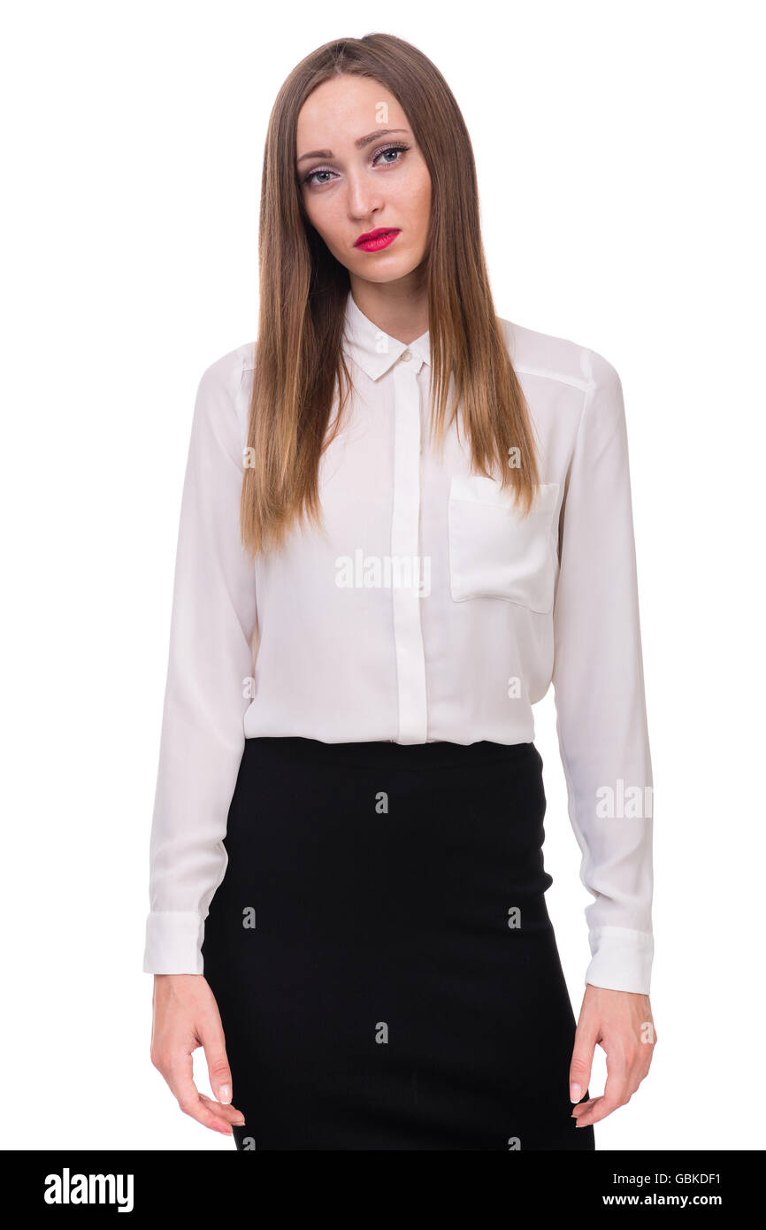 young woman looks skeptical Stock Photo - Alamy