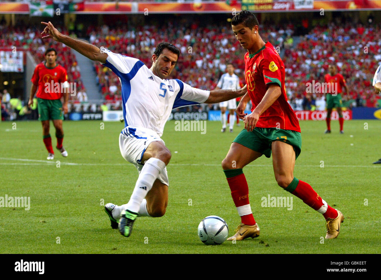 Portugals cristiano ronaldo r takes on greeces traianos dellas hi-res ...