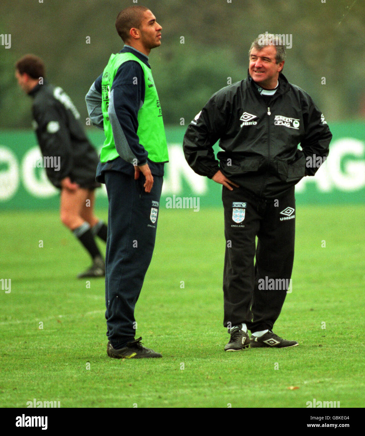 England manager Terry Venables (r) talks to Stan Collymore (l Stock ...