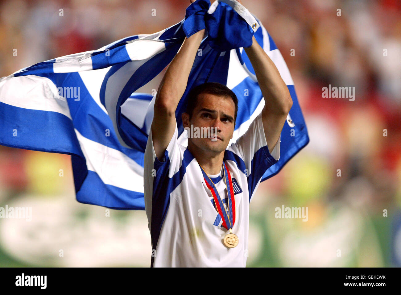 Greeces mihalis kapsis celebrates in front of the fans hi-res stock ...