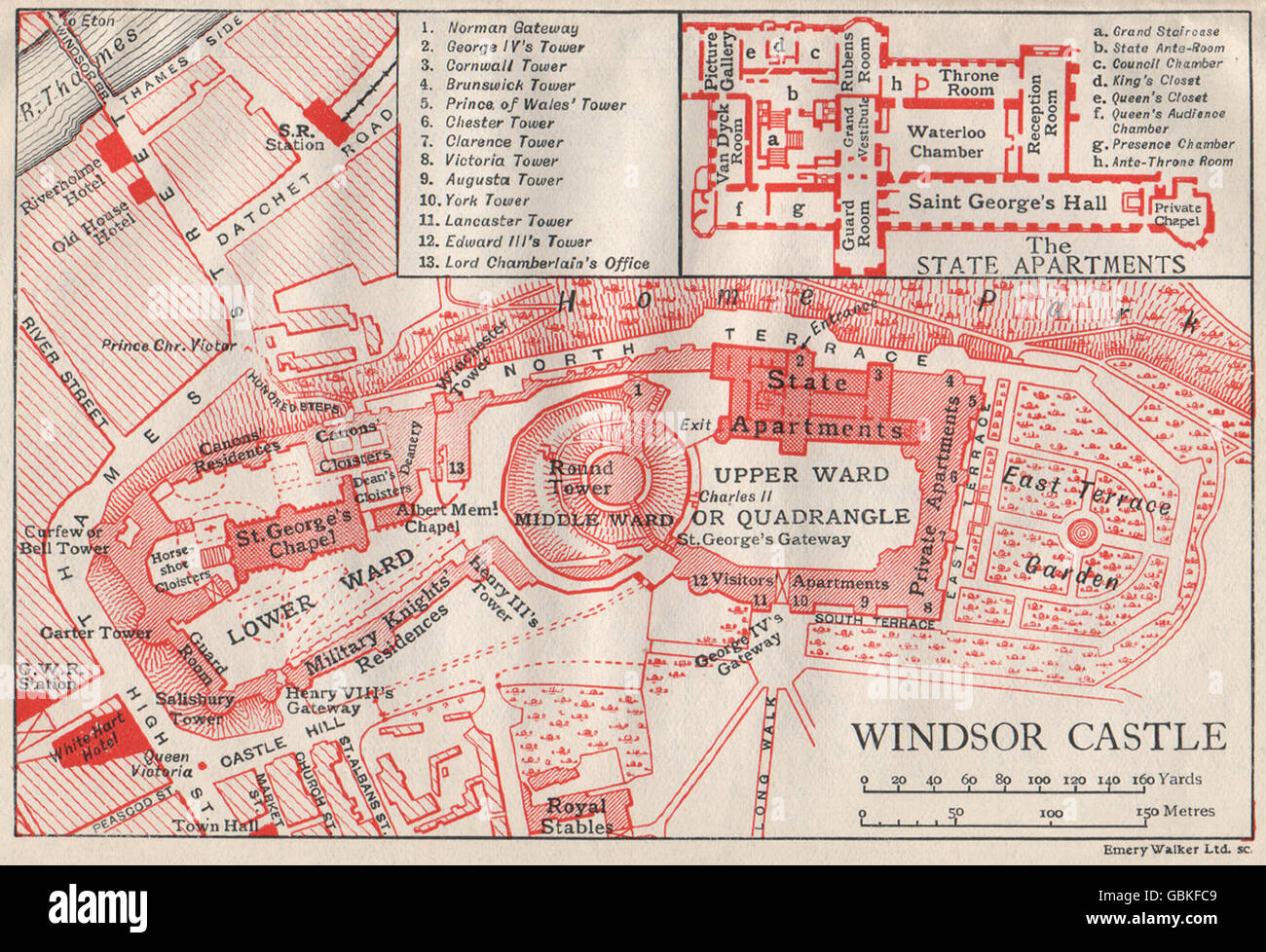 Windsor castle vintage map plan hi-res stock photography and images - Alamy