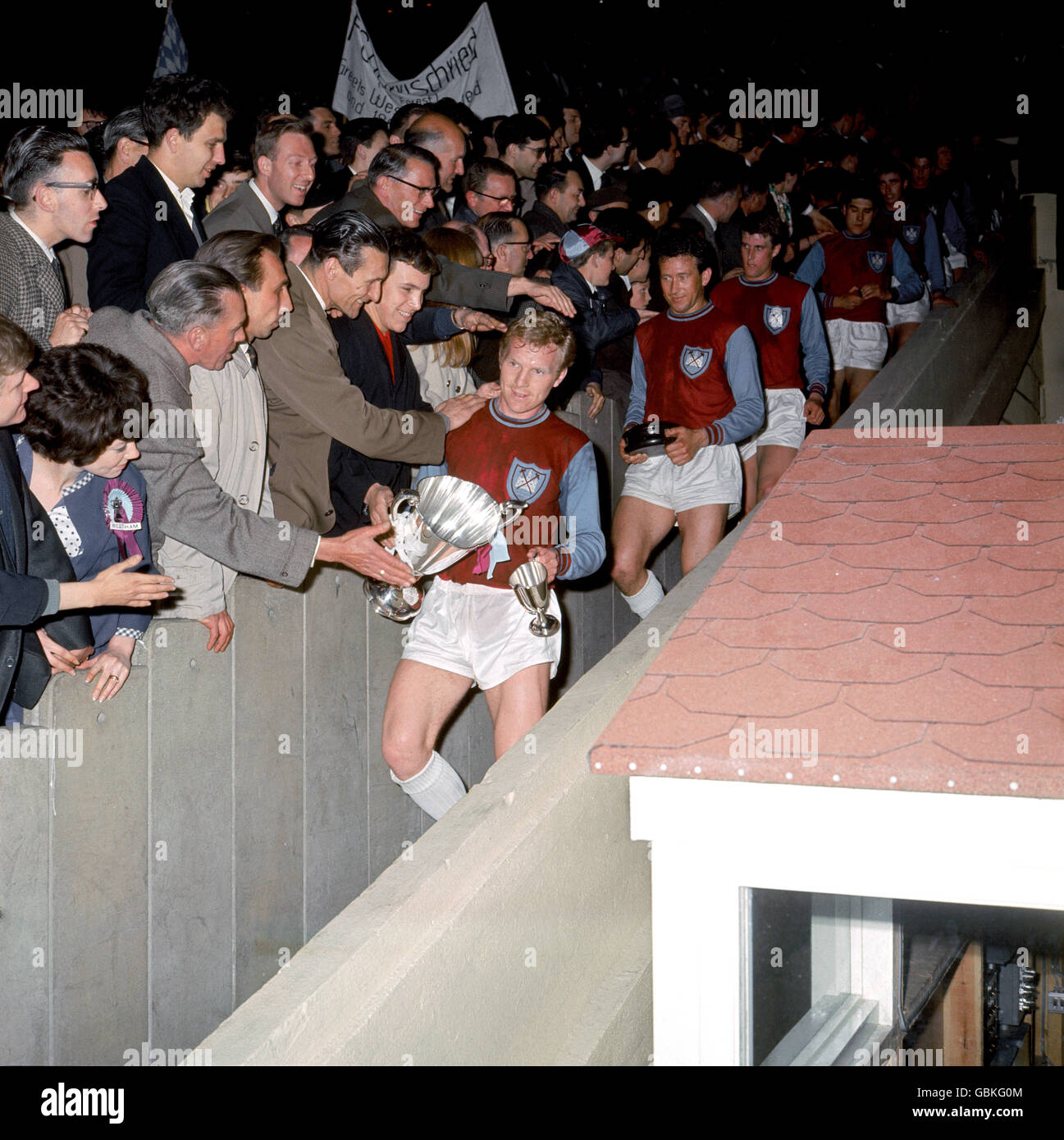 West Ham United captain Bobby Moore receives the congratulations of ...