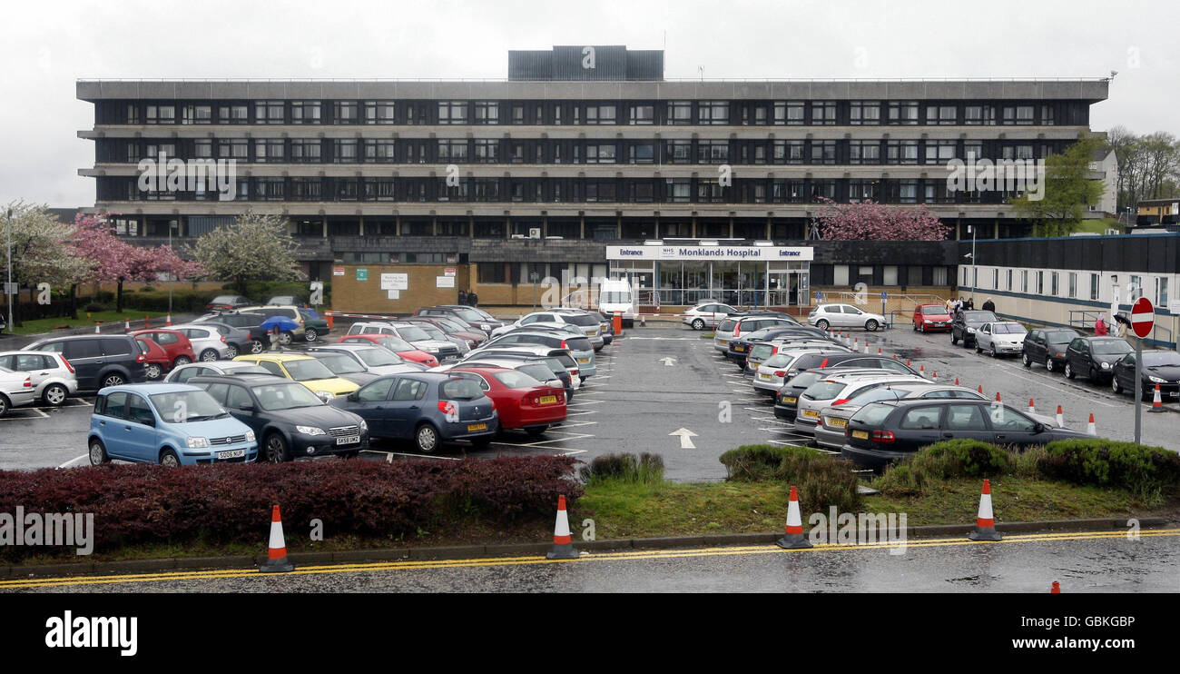 A general view of Monklands Hospital in Airdrie, Scotland, where two ...