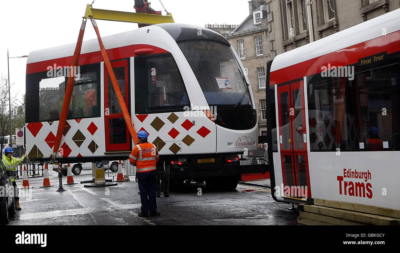 Trams in Edinburgh Stock Photo - Alamy