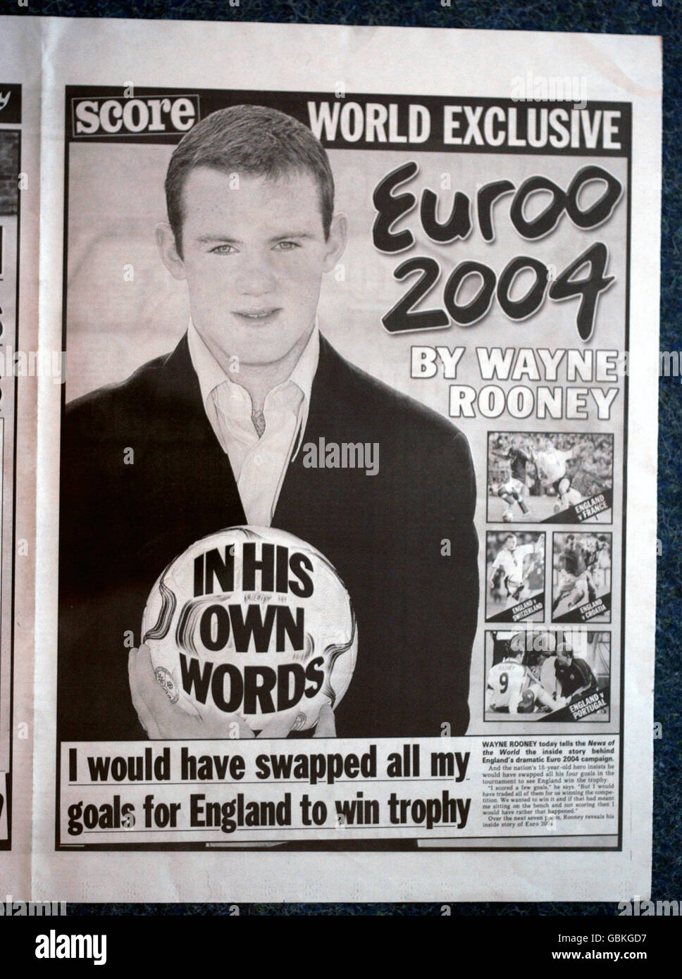 An exclusive story given by Wayne Rooney to The News Of The World ...