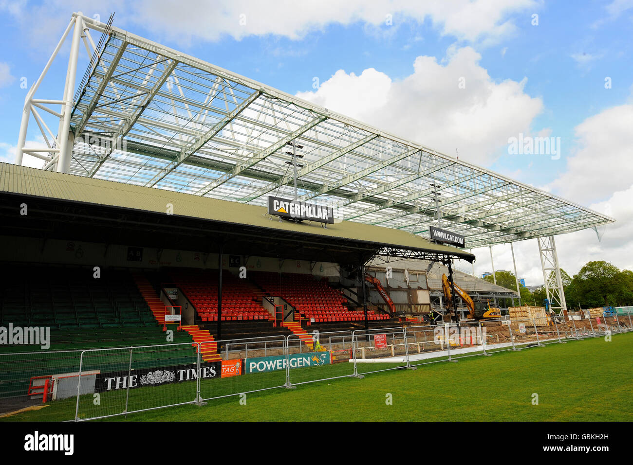 Demolition of the Caterpillar stand continues as the new stand takes ...
