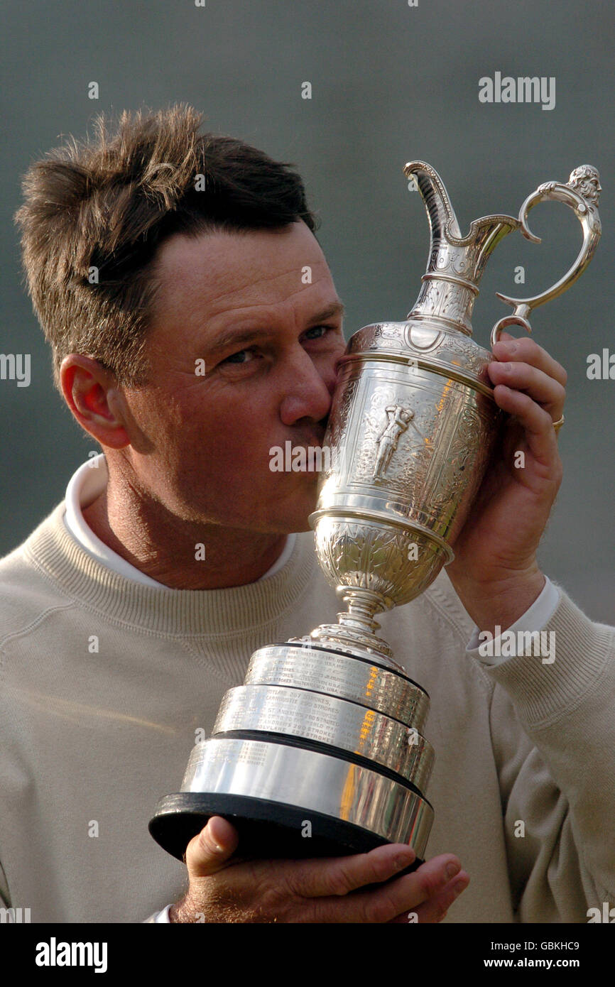 USA's Todd Hamilton kisses the claret jug trophy after winning the 2004 ...