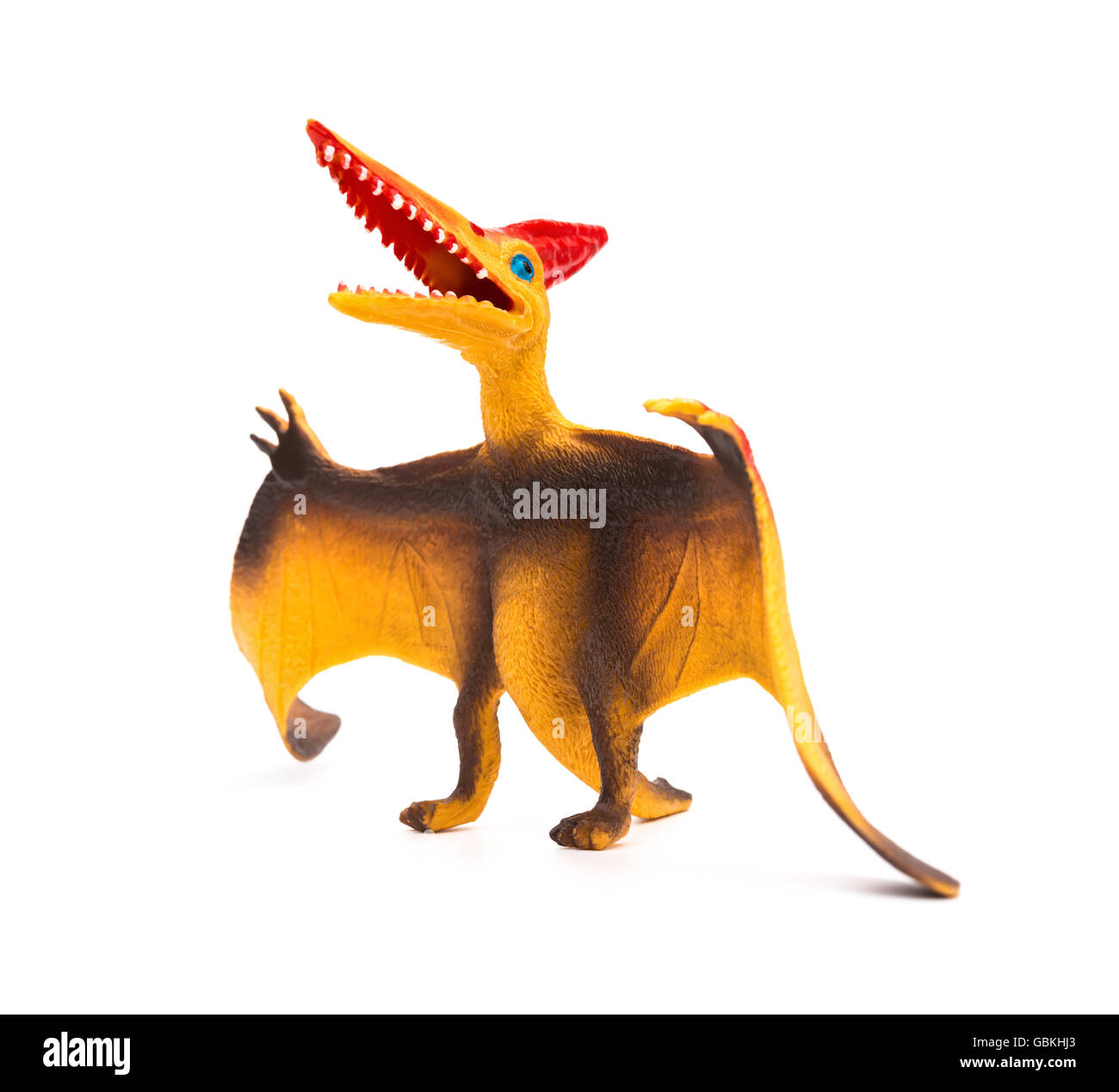 side view orange pterosaurs toy on a white background Stock Photo - Alamy