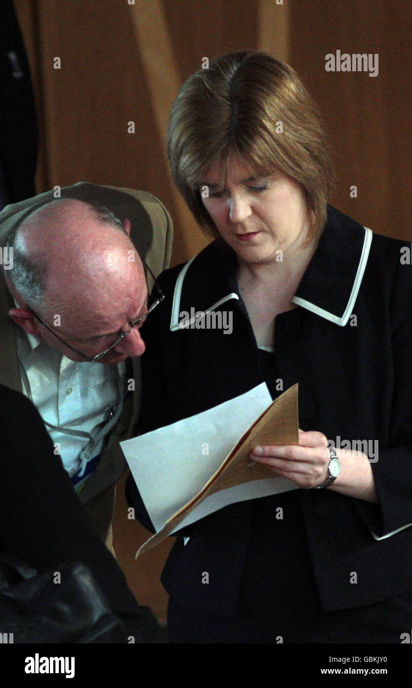 Scottish Health Secretary Nicola Sturgeon prepares to make a speech on ...