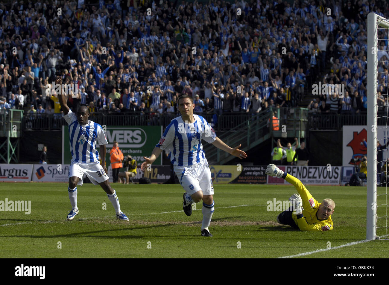 Brighton and Hove Albion's Nicky Forster celebrates (centre) after ...