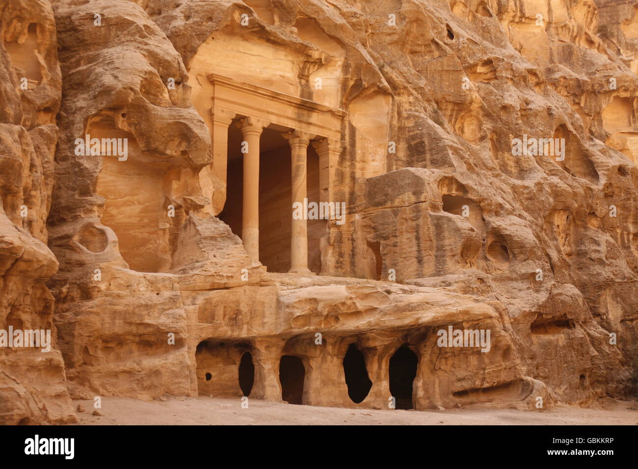 The Treasury of the little Petra in the Temple city of Petra in Jordan ...